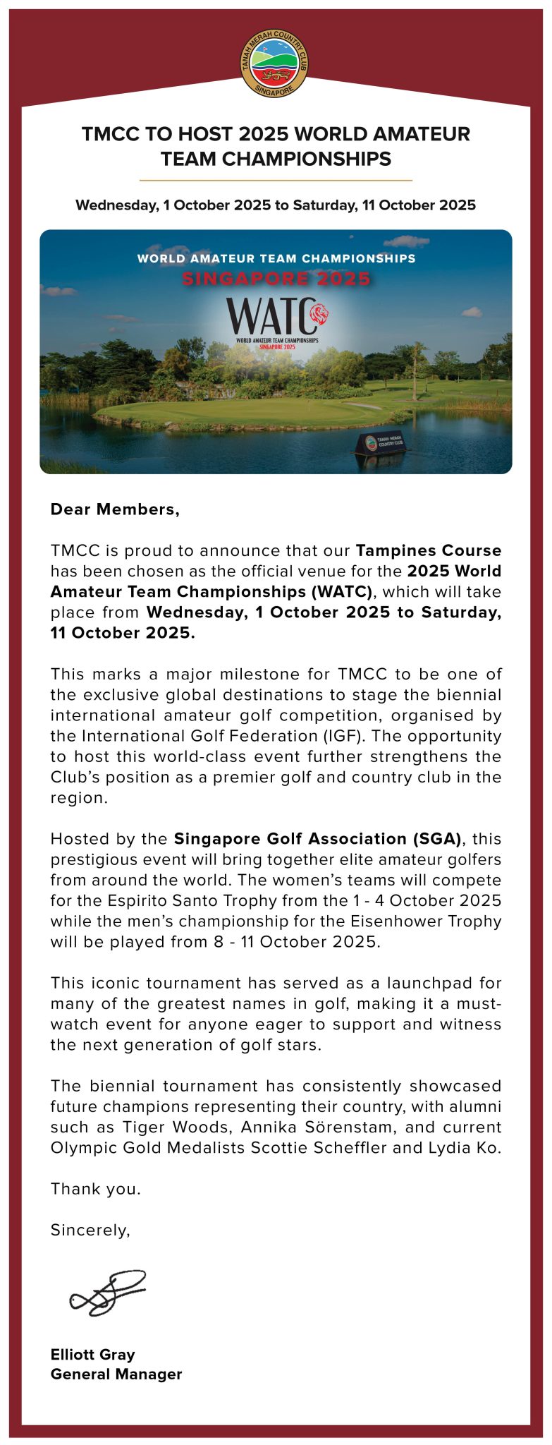 TMCC To Host 2025 World Amateur Championships - TMCC