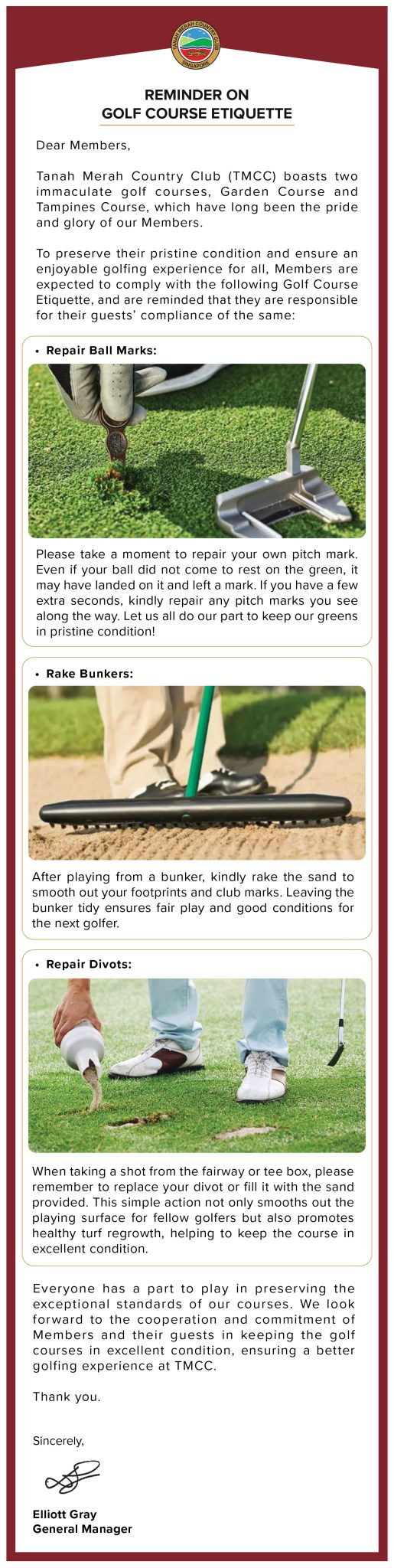 Reminder on Golf Course Etiquette - TMCC