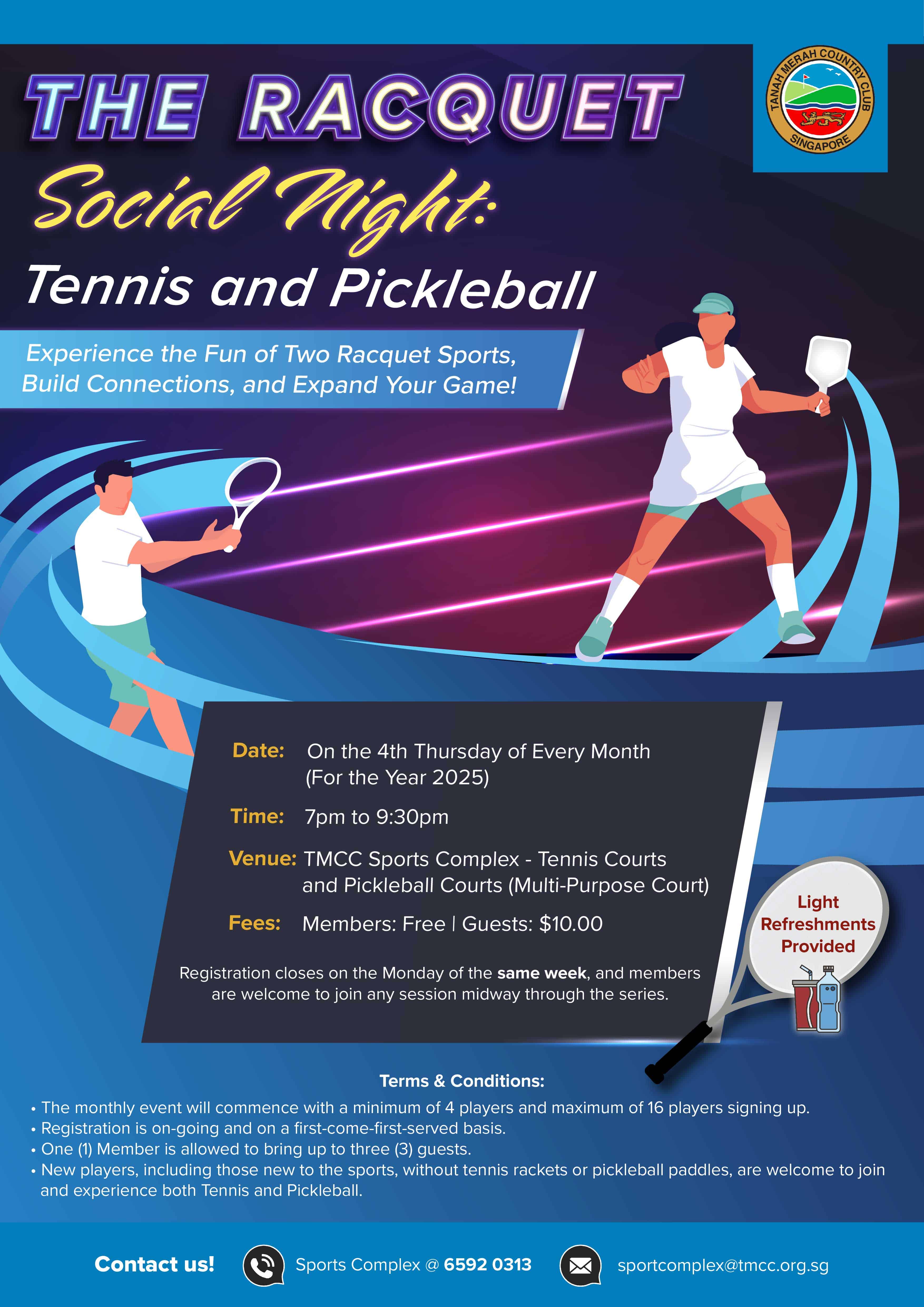The Racquet Social Night: Tennis and Pickleball - TMCC